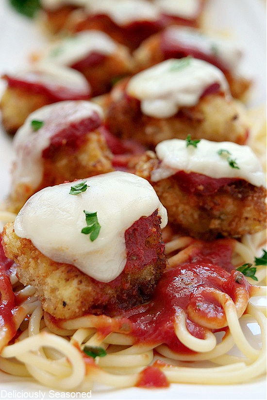 Chicken Parmesan Bites | A Delicious Appetizer - Deliciously Seasoned