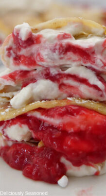 Raspberry Crepes with Whipped Cream - Deliciously Seasoned