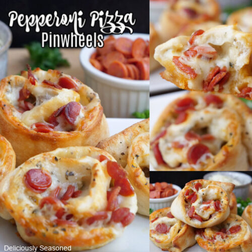 Pepperoni Pizza Pinwheels - Deliciously Seasoned
