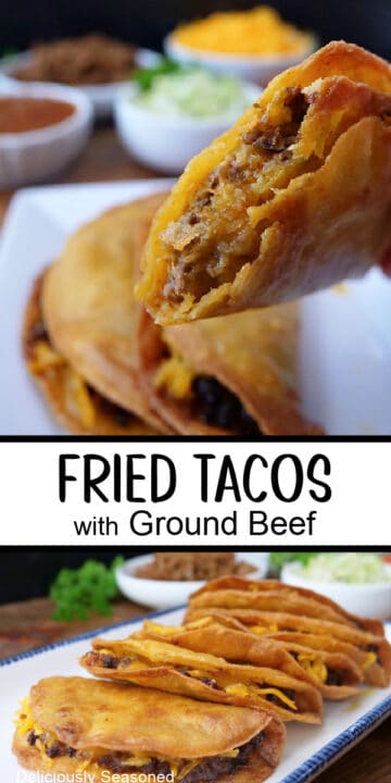 Fried Tacos with Seasoned Ground Beef - Deliciously Seasoned