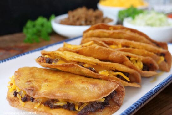 Fried Tacos with Seasoned Ground Beef - Deliciously Seasoned