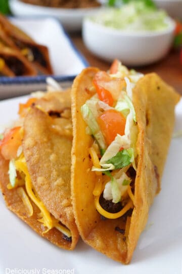 Fried Tacos with Seasoned Ground Beef - Deliciously Seasoned