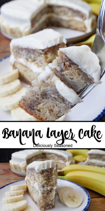 Banana Layer Cake with Cream Cheese Frosting - Deliciously Seasoned