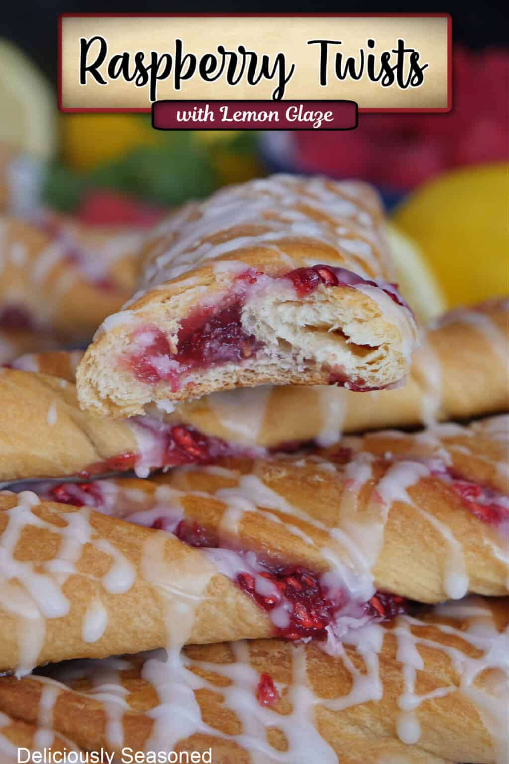 Raspberry Twists with Lemon Glaze - Deliciously Seasoned