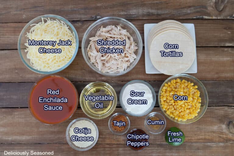 Street Corn Chicken Enchiladas - Deliciously Seasoned